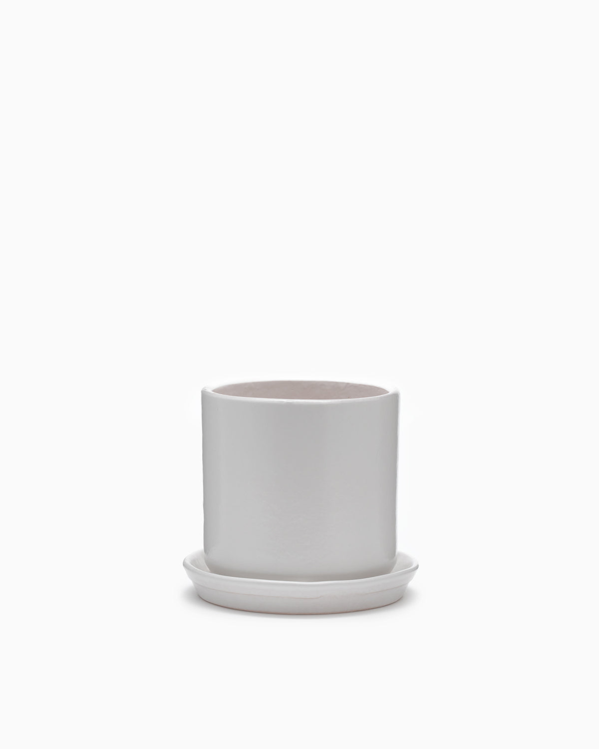 Small Matte White Cylinder Pot