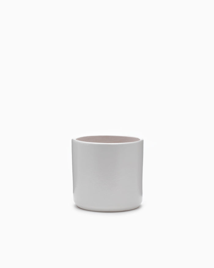 Small Matte White Cylinder Pot